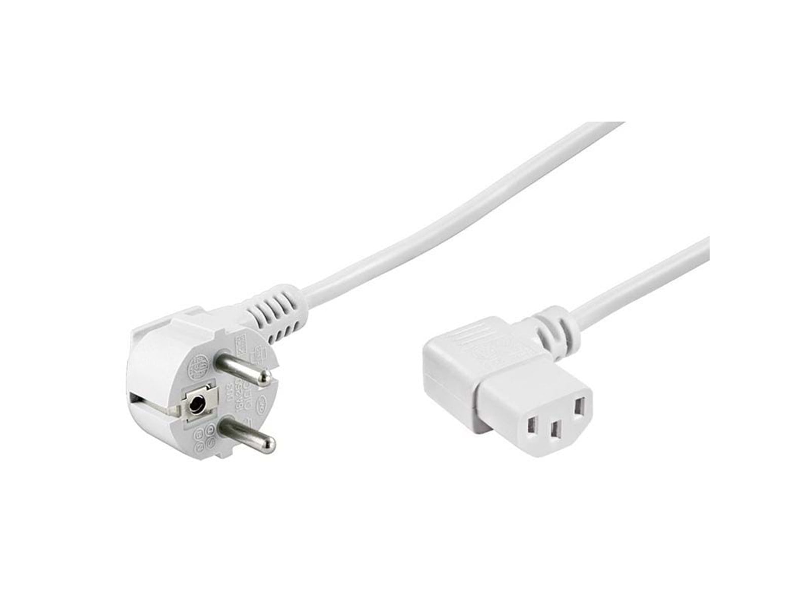 Pro Power cable C13 2x90° - Hvid - 1.5m | På lager | Billig