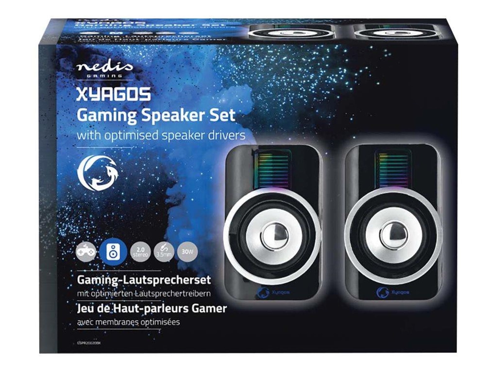 Nedis Gaming Xyagos Højttalere, til PC, 5 Watt, sort, blå | Billig