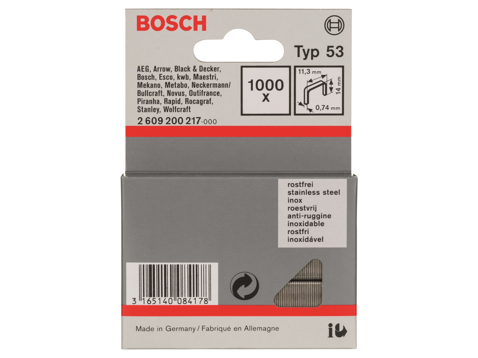 Bosch Fintrådklammer type 53, rustfri | Billig