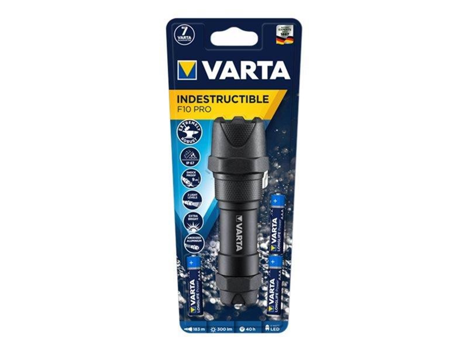 VARTA Indestructible F10 Pro Lommelygte, LED, 2-modus, 6 W | På lager