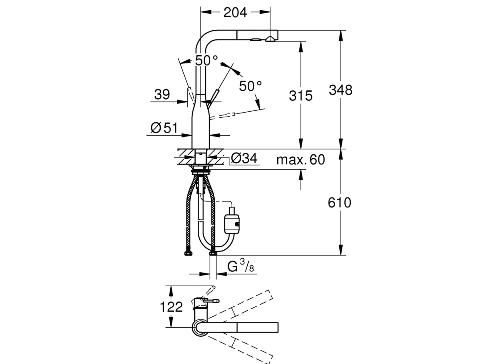 Grohe Essence køkkenarmatur, poleret hard graphite | Billig