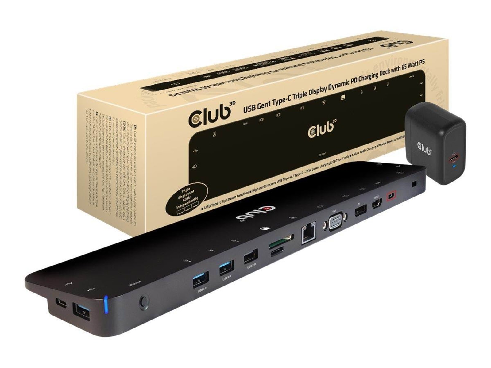Club 3D Triple Display Dynamic PD Charging Dock - docking station - USB ...