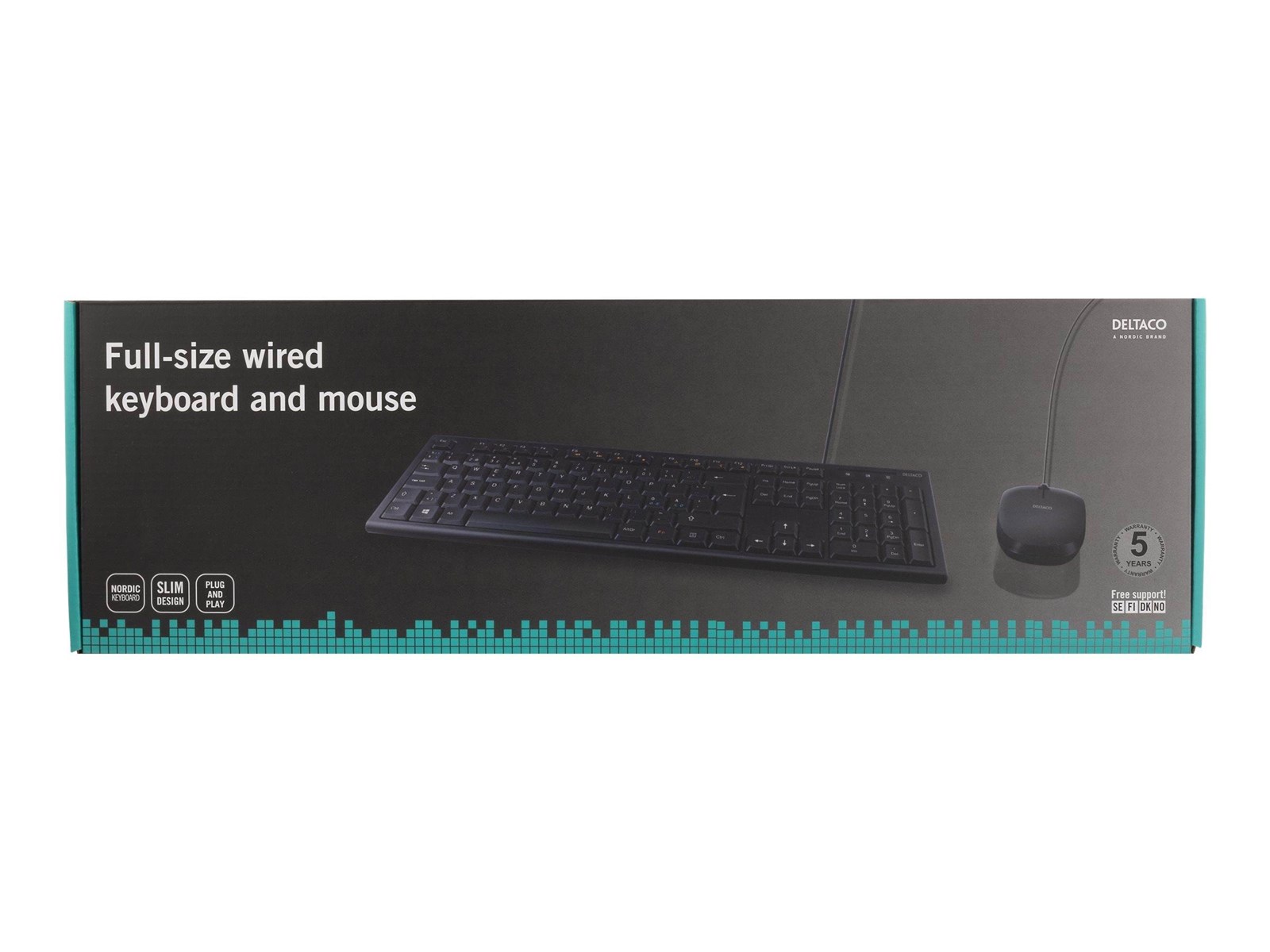 Deltaco Keyboard Kit With Mouse (Nordic) - Tastatur & Mus sæt - Nordisk