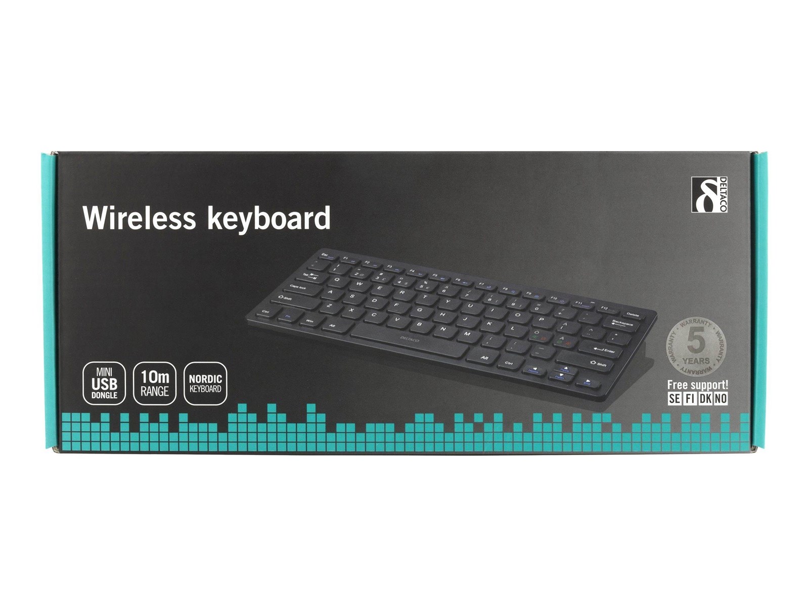 Deltaco Wireless Mini Keyboard Black (Nordic) - Tastatur - Nordisk - Sort