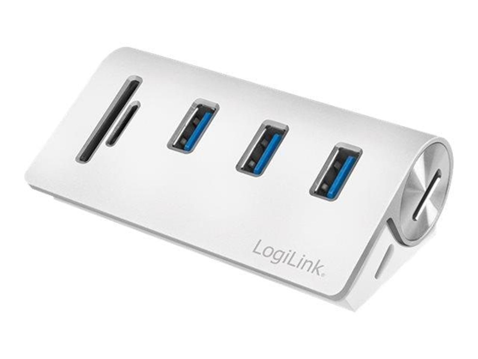LogiLink USB 3.0 hub 3-port with card reader for SD/microSD aluminum ...