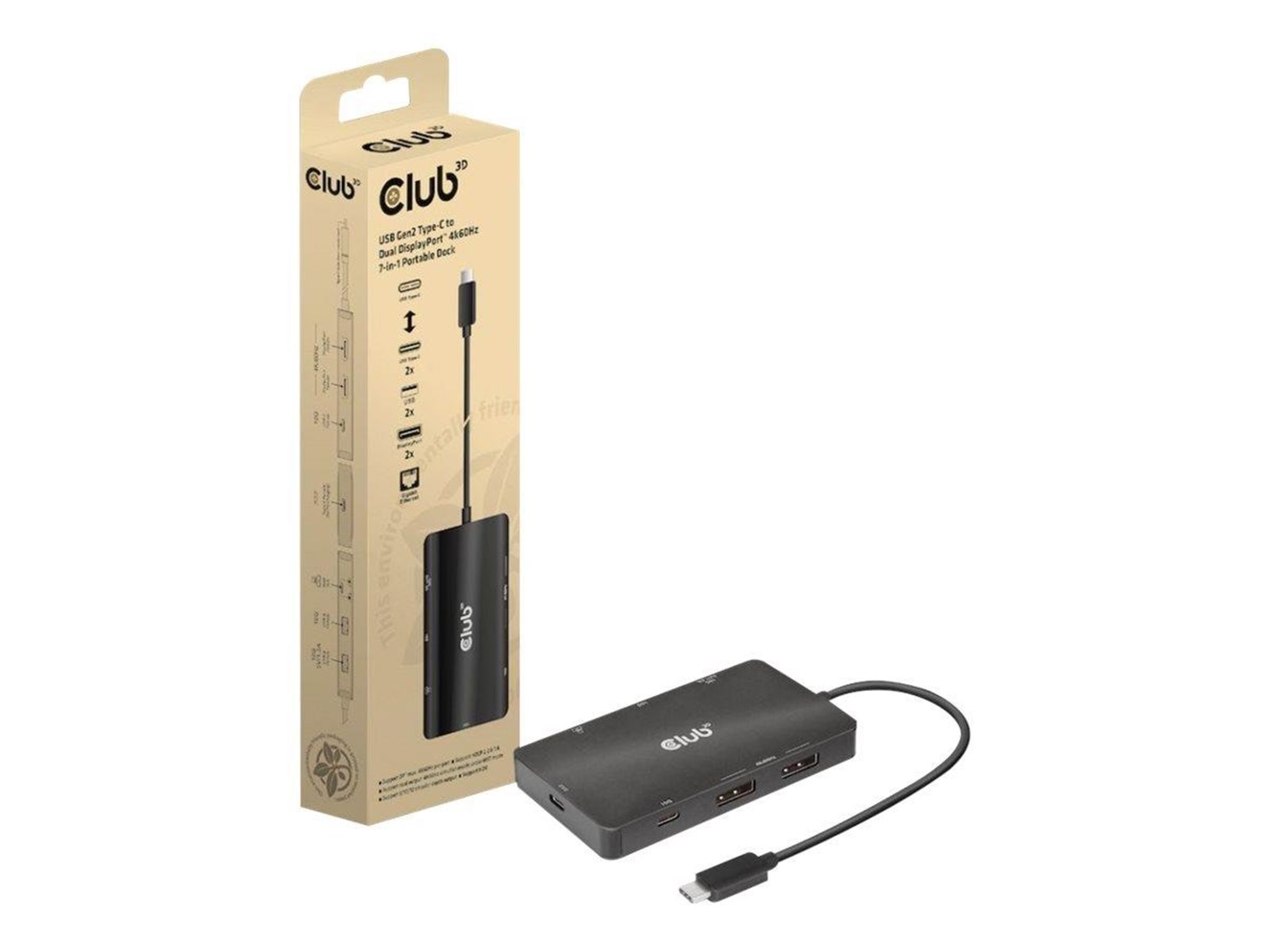 Club 3D - docking station - USB-C 3.2 Gen 2 - 2 x DP - GigE | Billig
