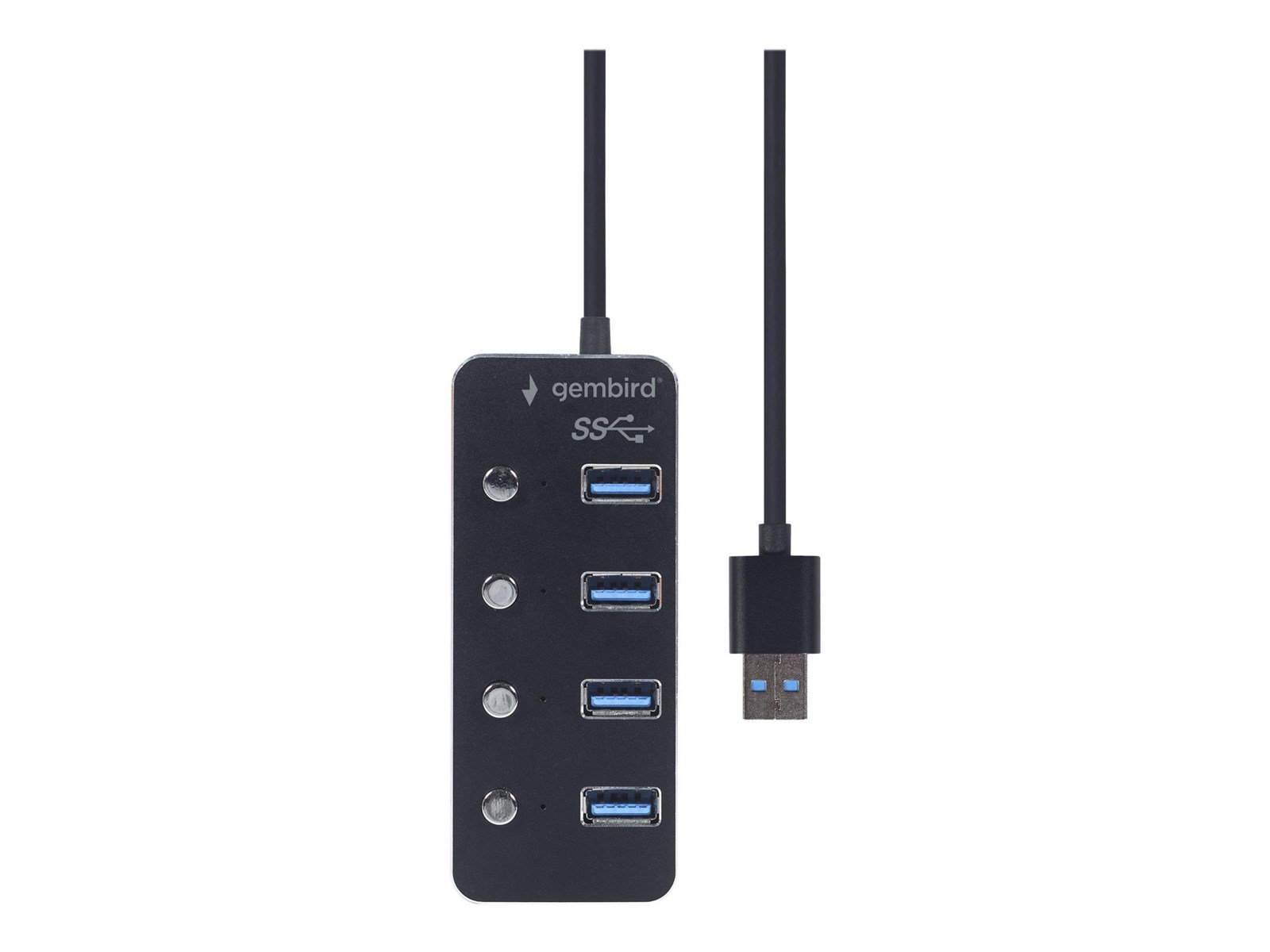 Gembird - hub - powered with switches black - 4 ports USB hub - USB 3.2 ...