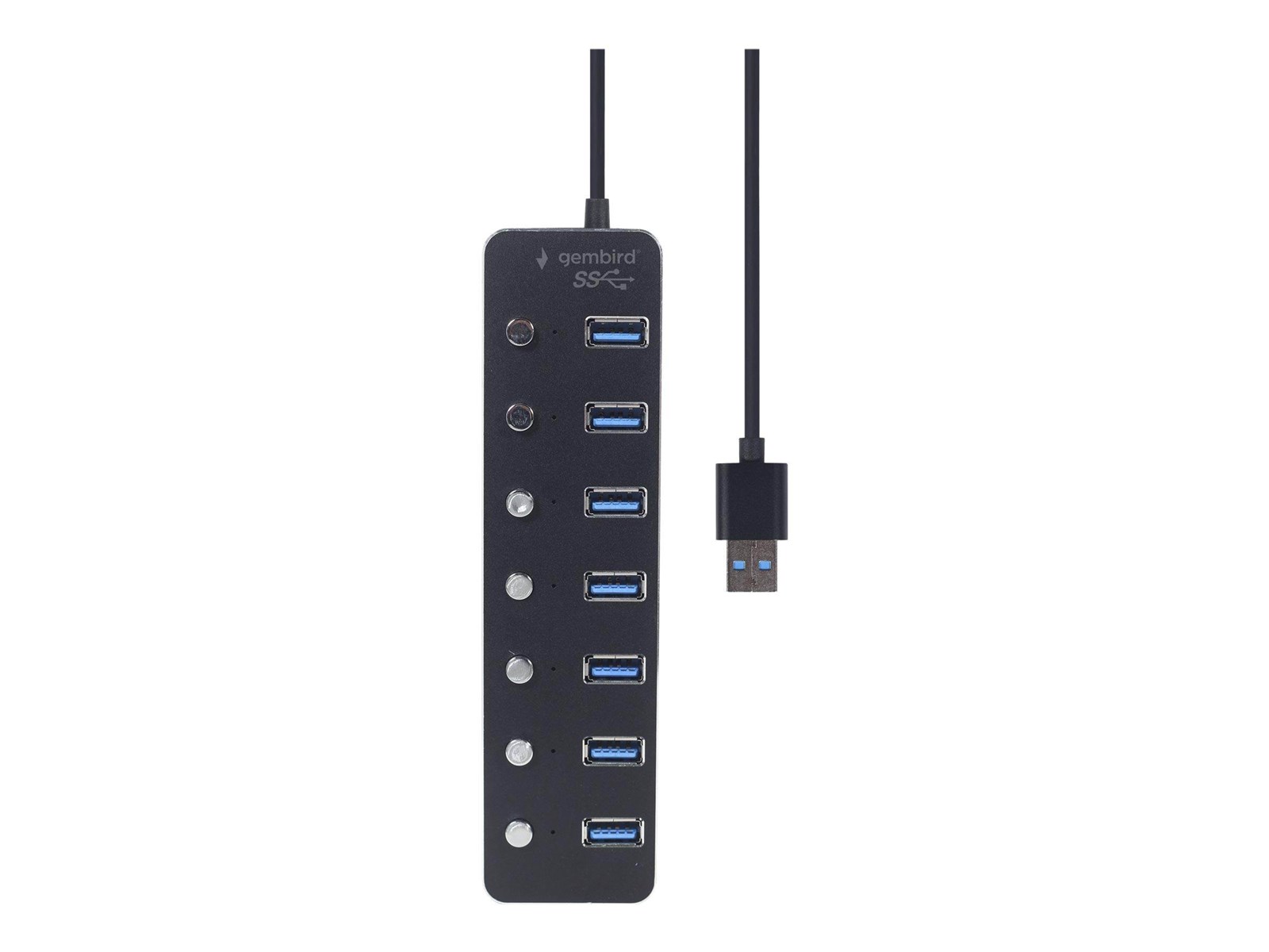 Gembird - hub - with switches black - 7 ports USB hub - 7 ports - Sort