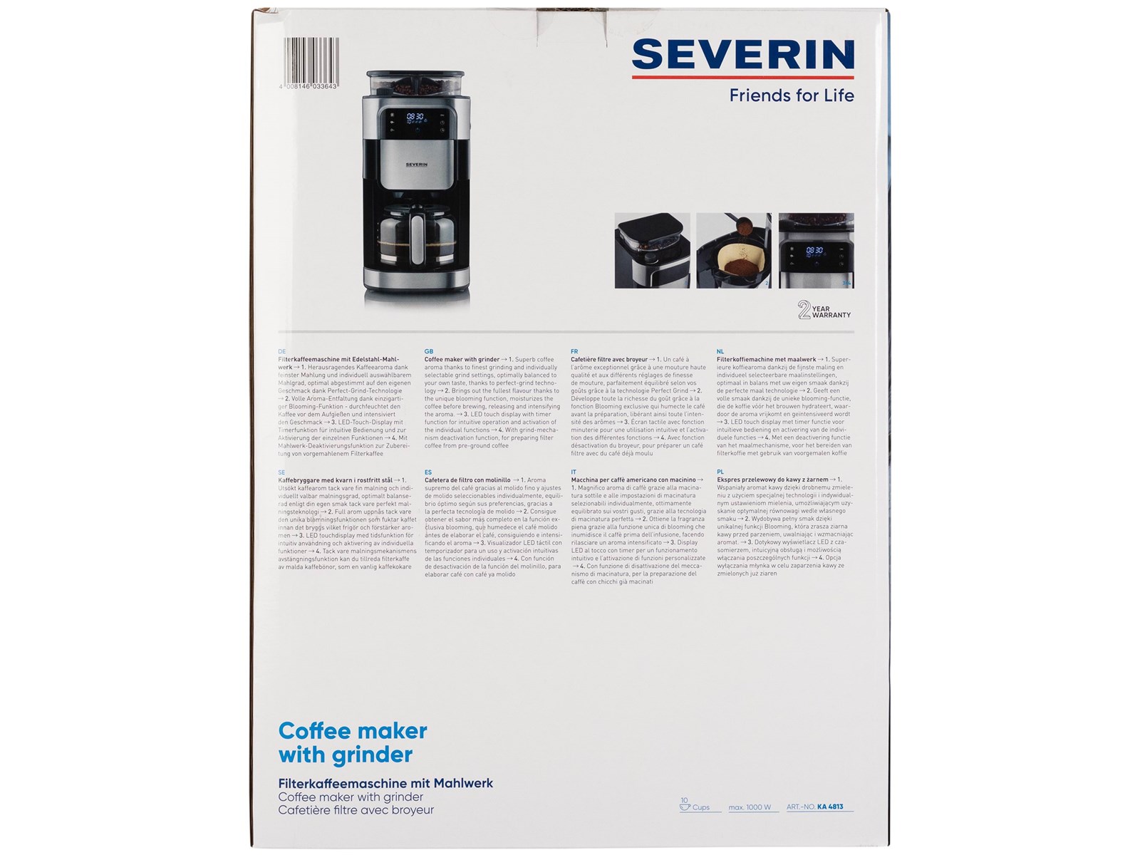 SEVERIN KA 4813 - coffee maker - brushed stainless steel/black