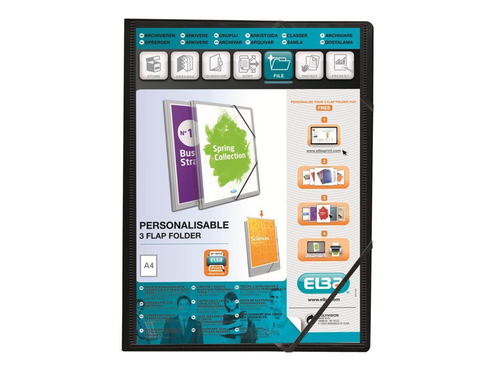 ELBA Polyvision - 3-flap folder - for A4 - opaque black | Billig