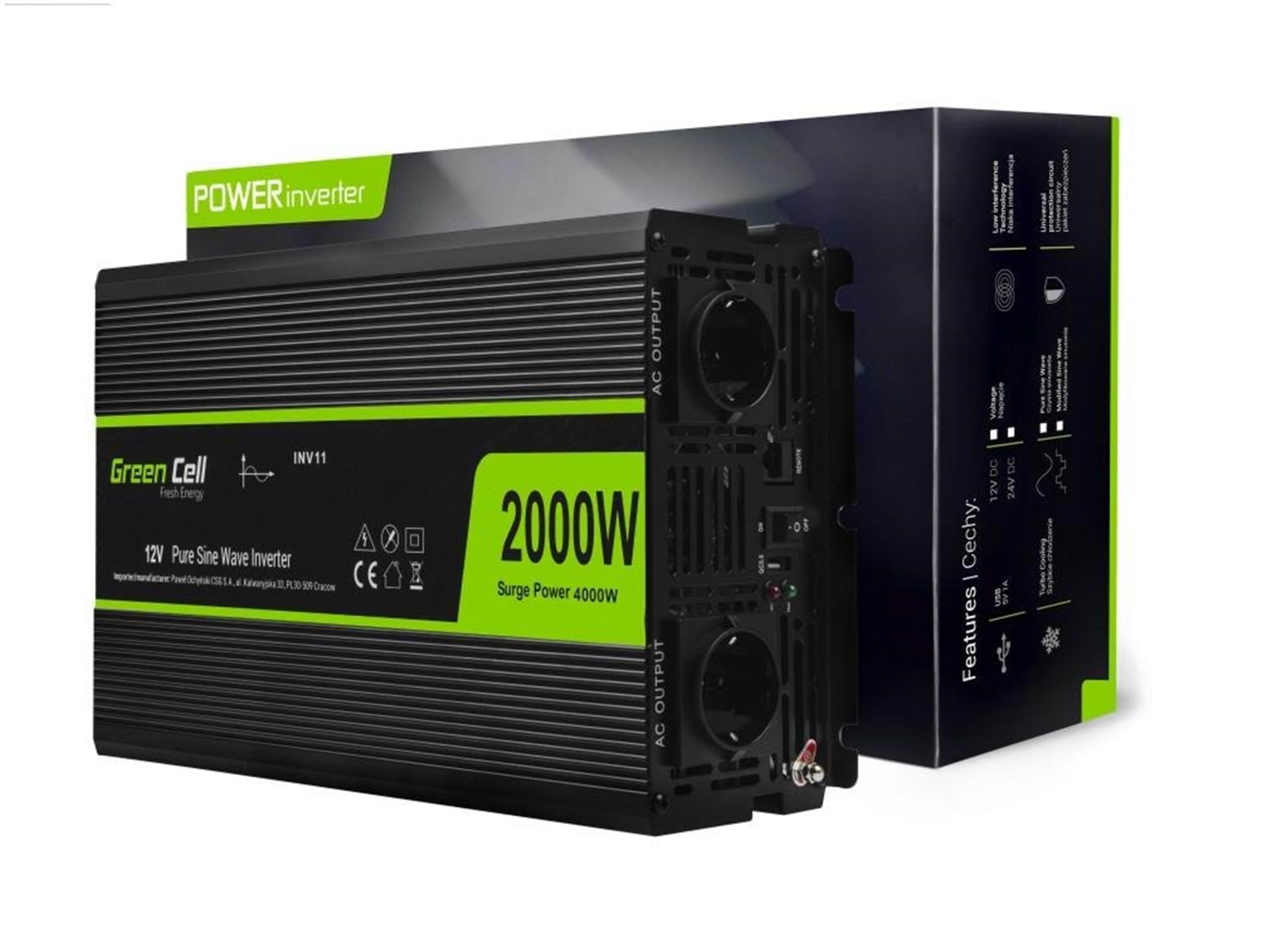 Green Cell DC to AC power inverter - 2000 Watt | Billig