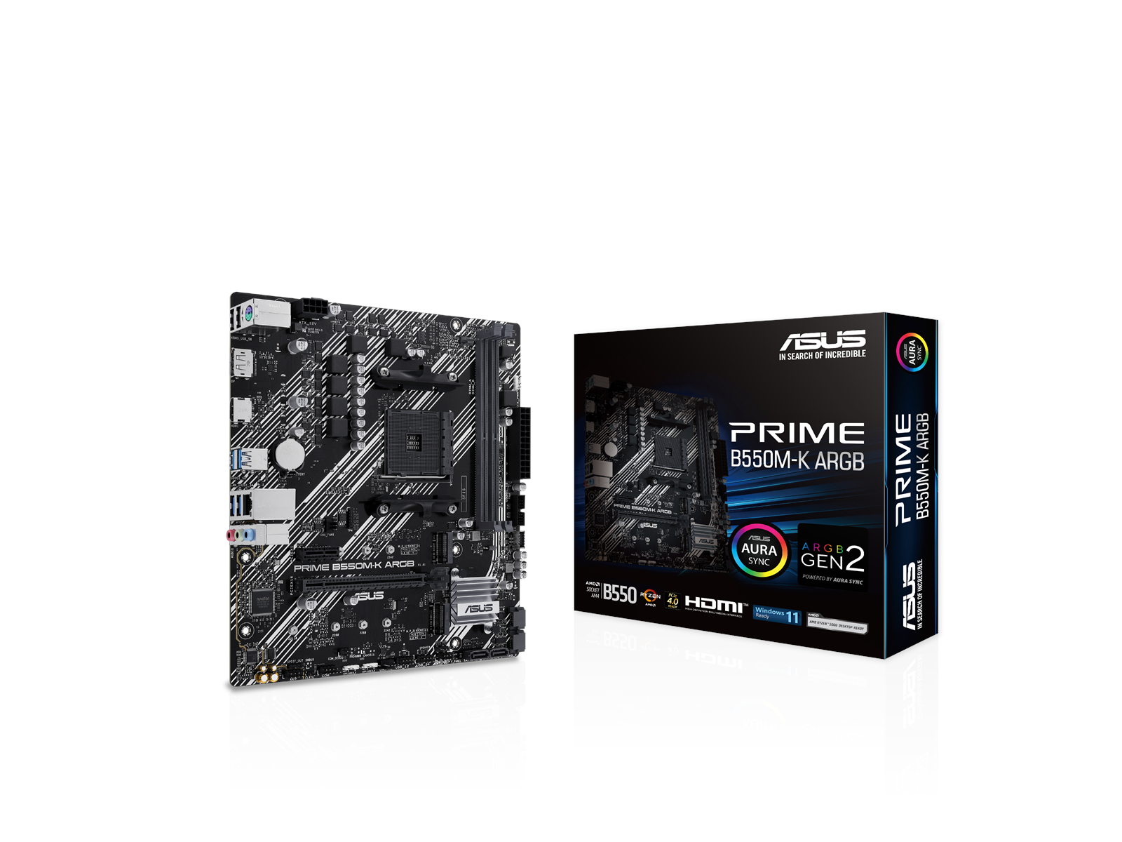 ASUS PRIME B550M-K ARGB Bundkort - AMD B550 - AMD AM4 socket - DDR4 RAM ...