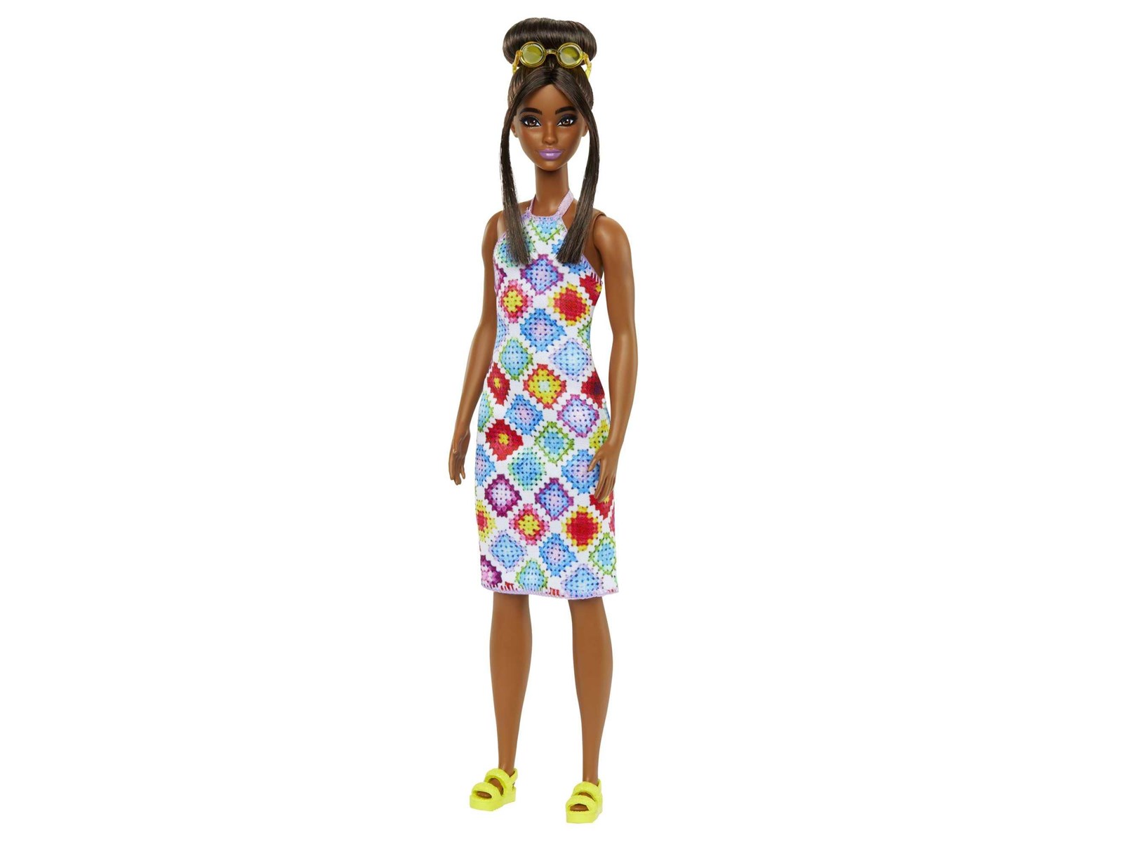 Barbie Fashionistas Doll #210 With Bun And Crochet Halter Dress 30cm