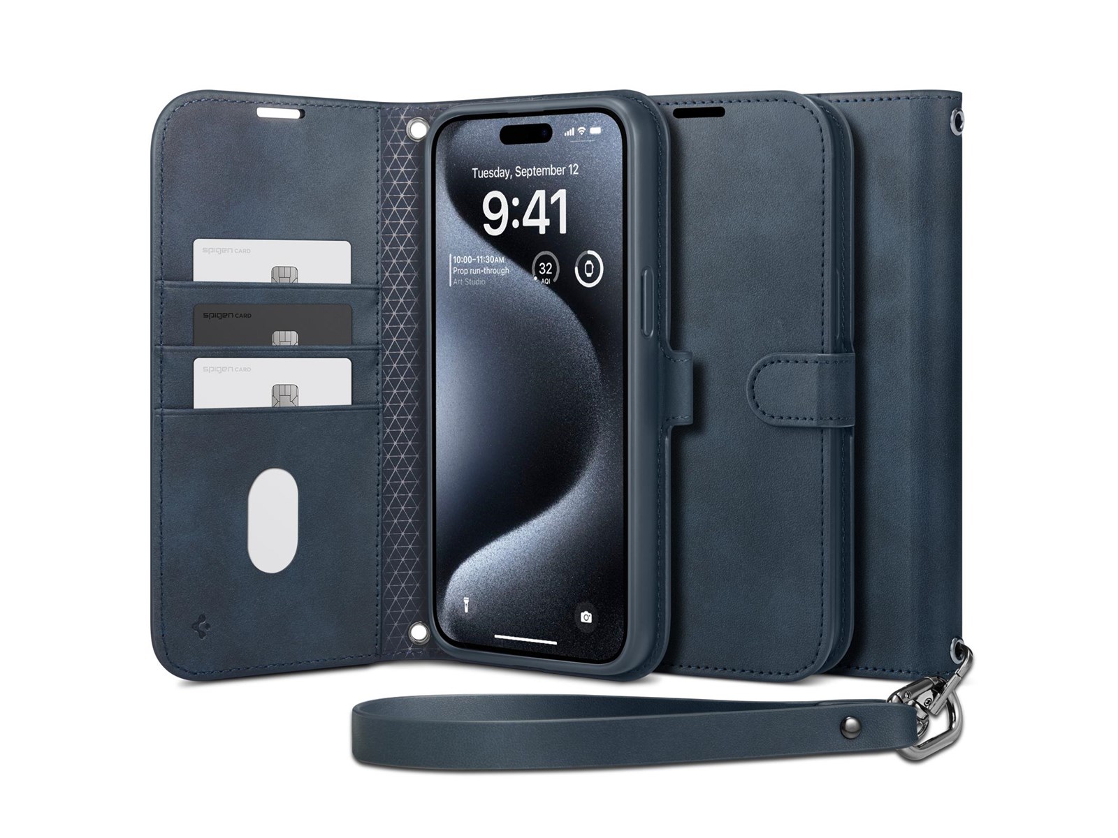 Spigen Wallet S Pro - navy - iPhone 15 Pro | Billig