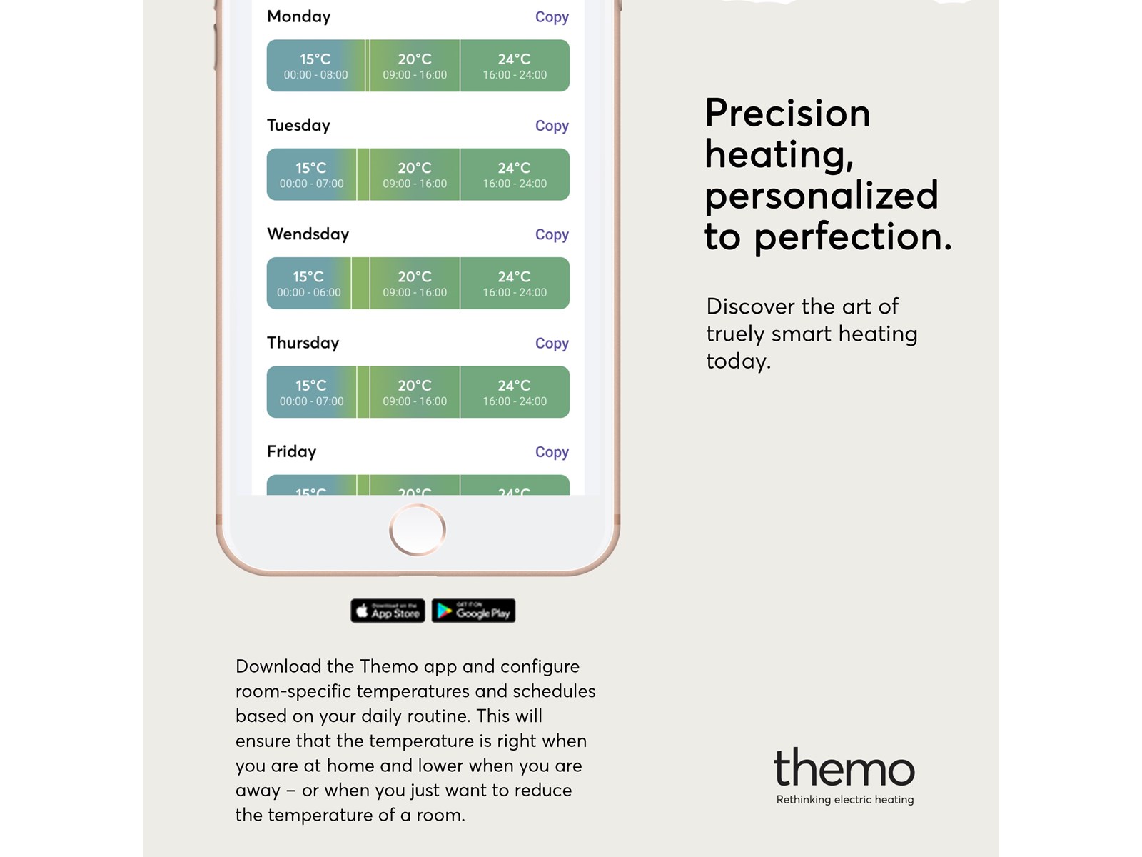 Themo Smart termostat til optimering af elvarme, sort | Billig