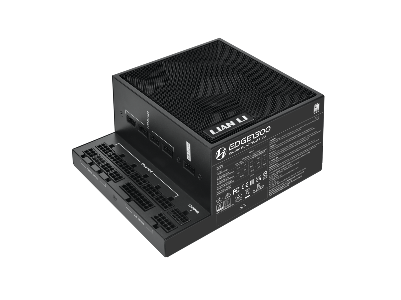 Lian Li EDGE 1300 BLACK Strømforsyning - 1300 Watt - 120 mm - ATX 3.1 ...