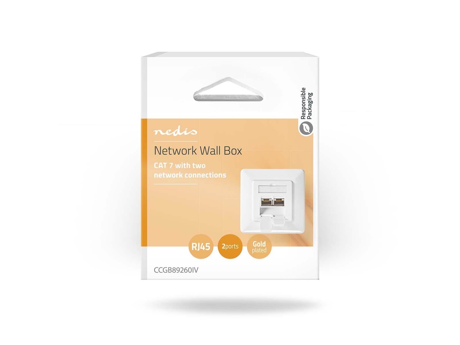 Nedis Network Wall Box | In-Wall | 2 port(s) | CAT7 | Billig