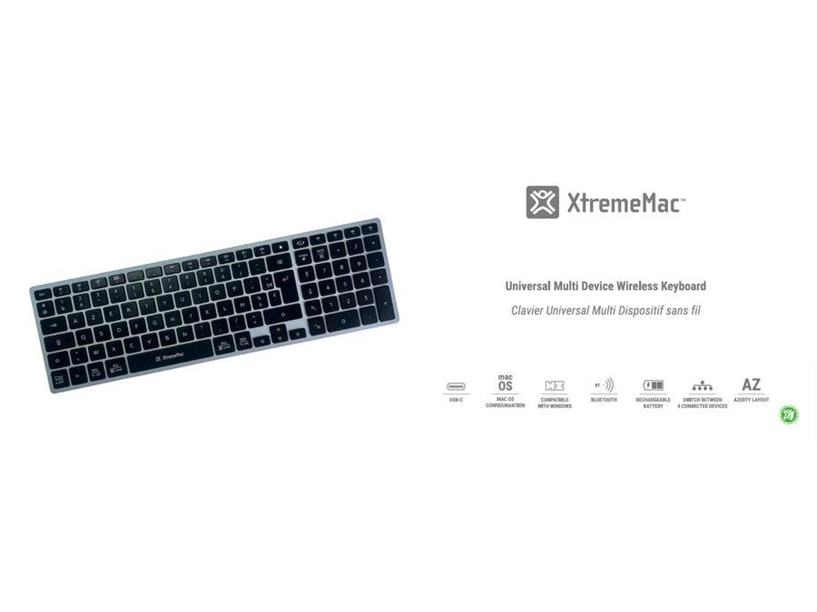XtremeMac UNIVERSAL MULTI DEVICE WIRELESS KEYBOARD AZERTY - Tastatur ...
