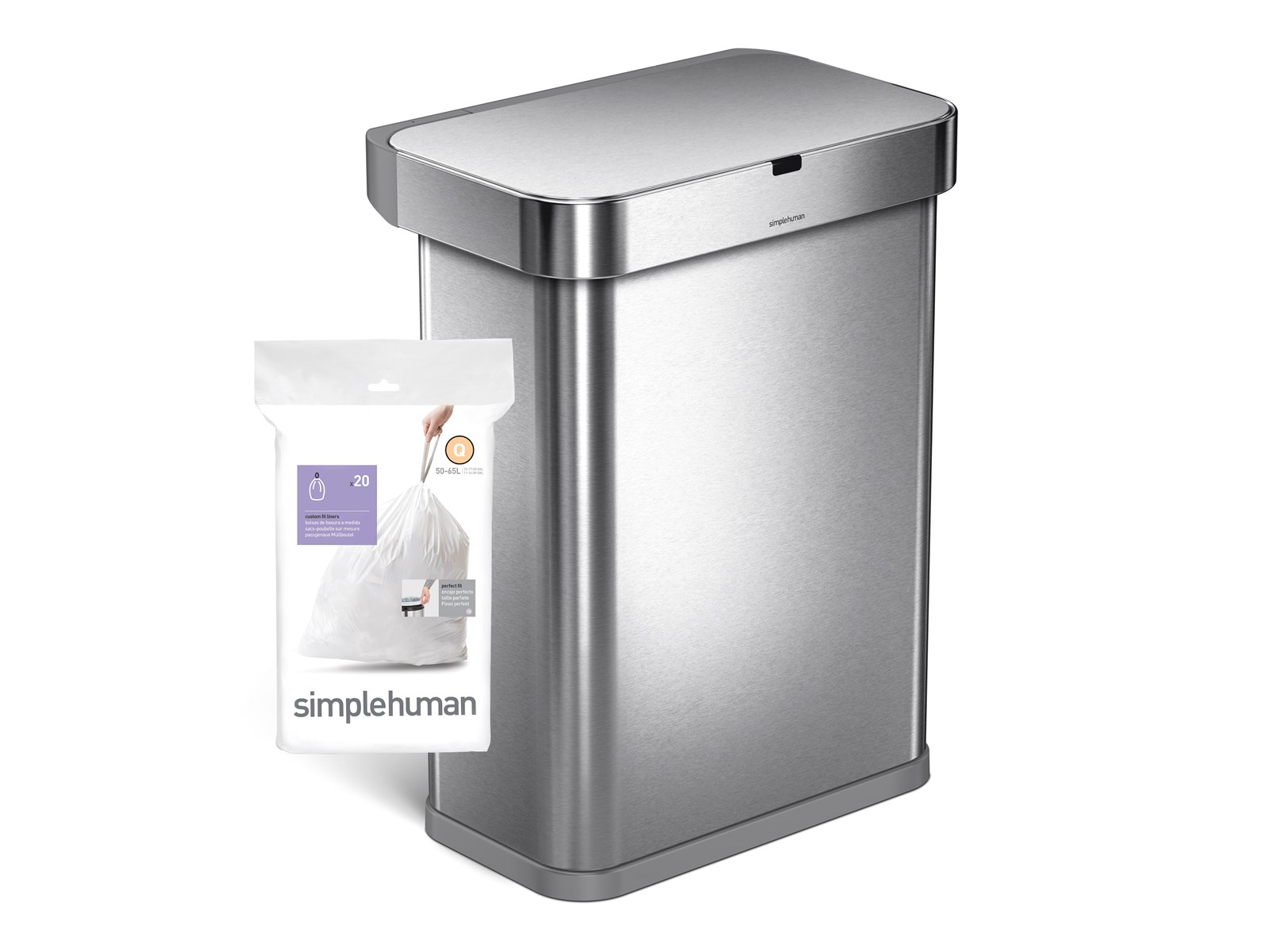 Simplehuman Kode Q skræddersyede affaldsposer, pakke med 20, hvid