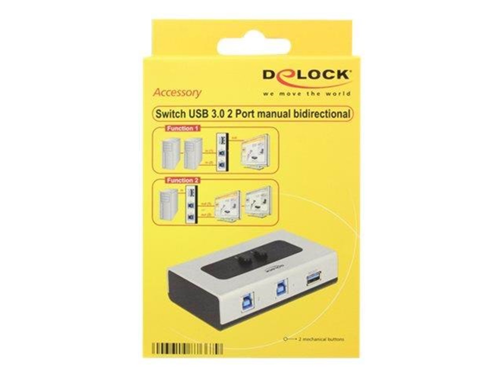 DeLOCK Switch USB 3.0 2 port Manual Bidirectional USB hub - 2 ports - Sort