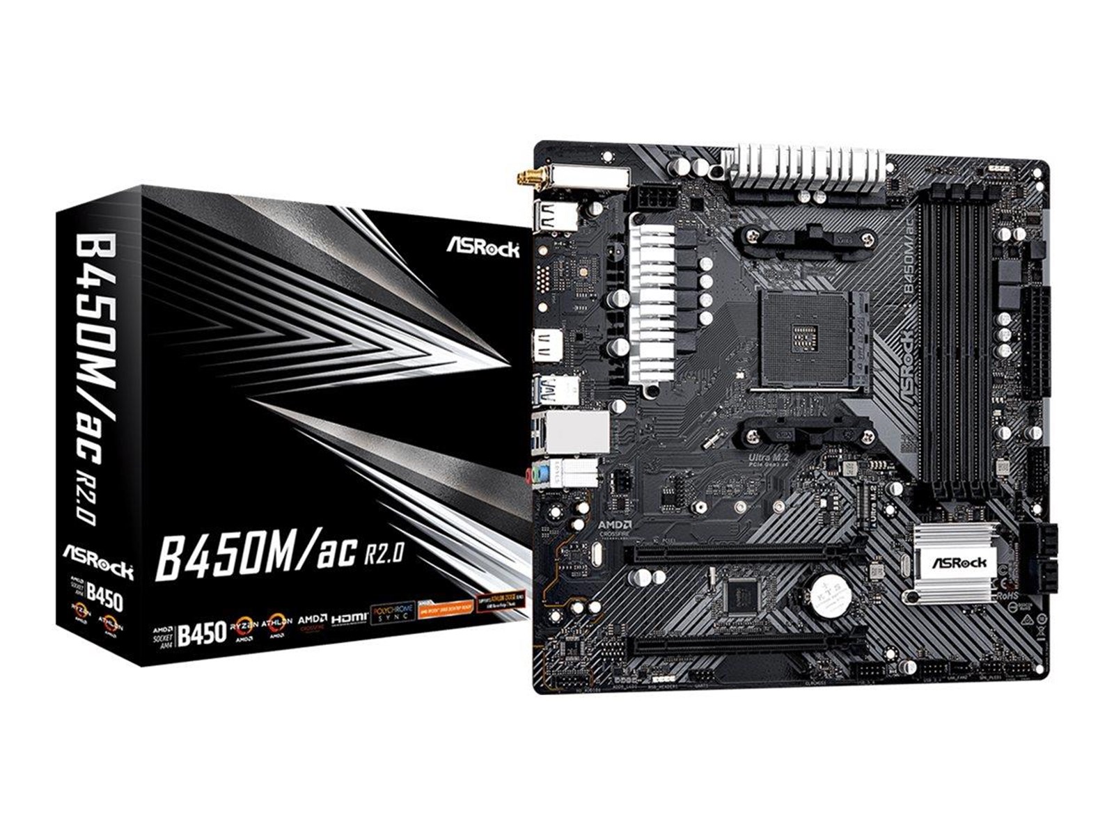 ASRock B450M/ac R2.0 Bundkort - AMD B450 - AMD AM4 socket - DDR4 RAM ...