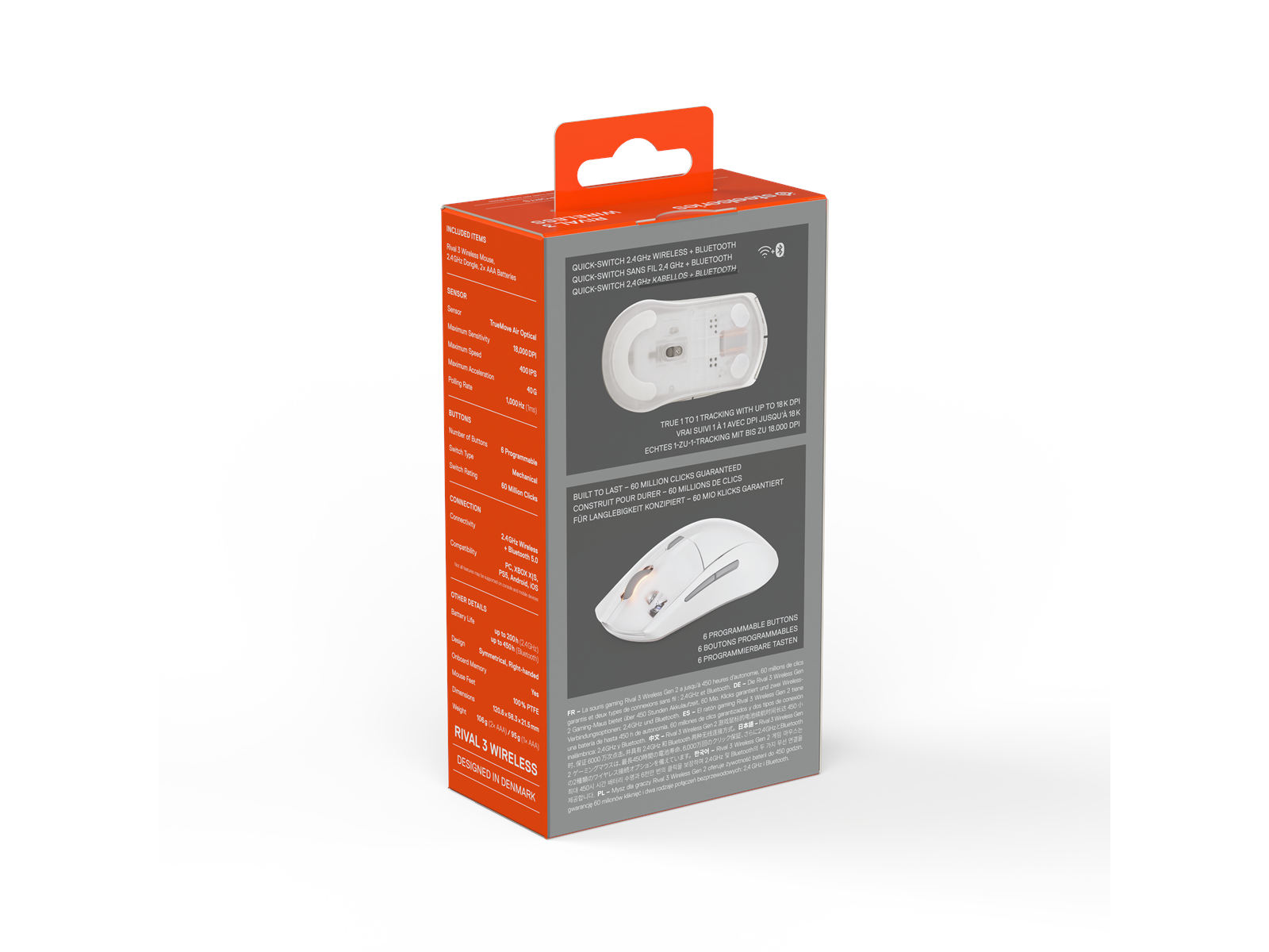 SteelSeries Rival 3 Wireless Gen 2 - Gaming Mus - Optisk - 6 knapper - Hvid