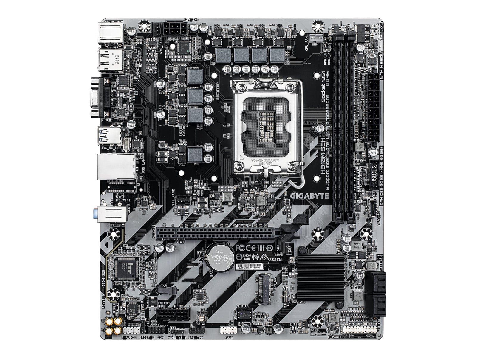 GIGABYTE H810M S2H - motherboard - micro ATX - LGA1851 Socket - H810 ...