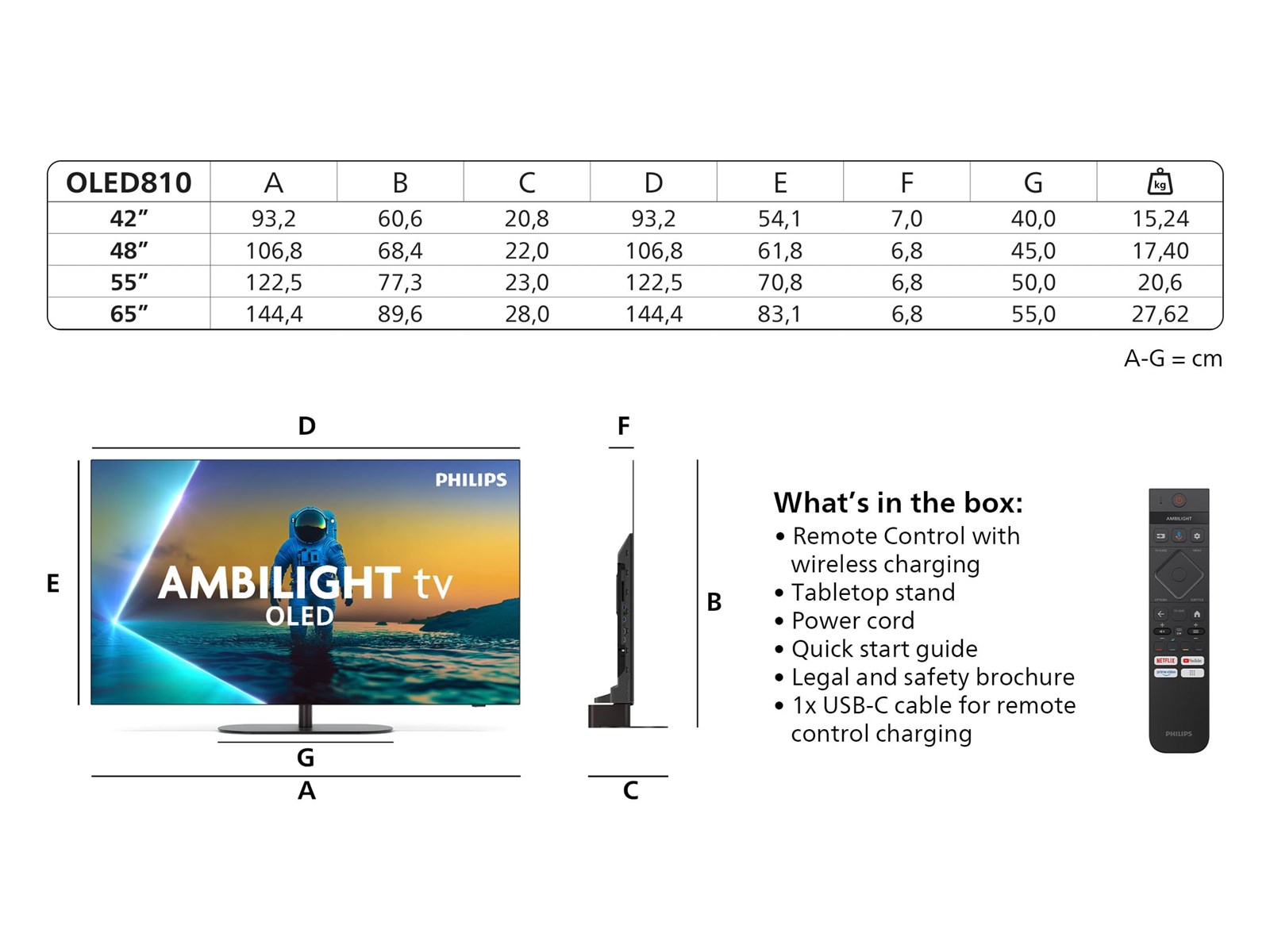 Philips 42" Fladskærms TV OLED 4K 42OLED810 Ambilight | På lager