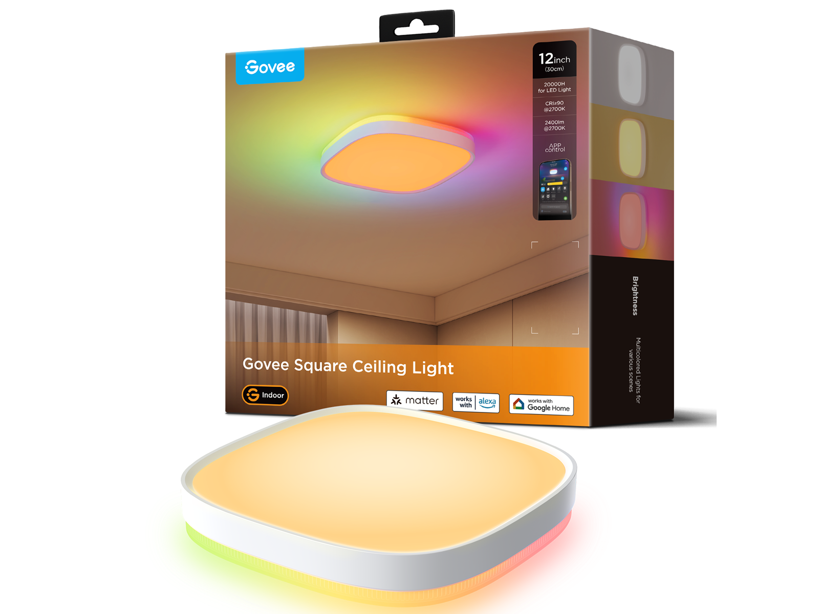 Govee 12inch RGBWW + RGBIC Square Smart Ceiling Light | På lager