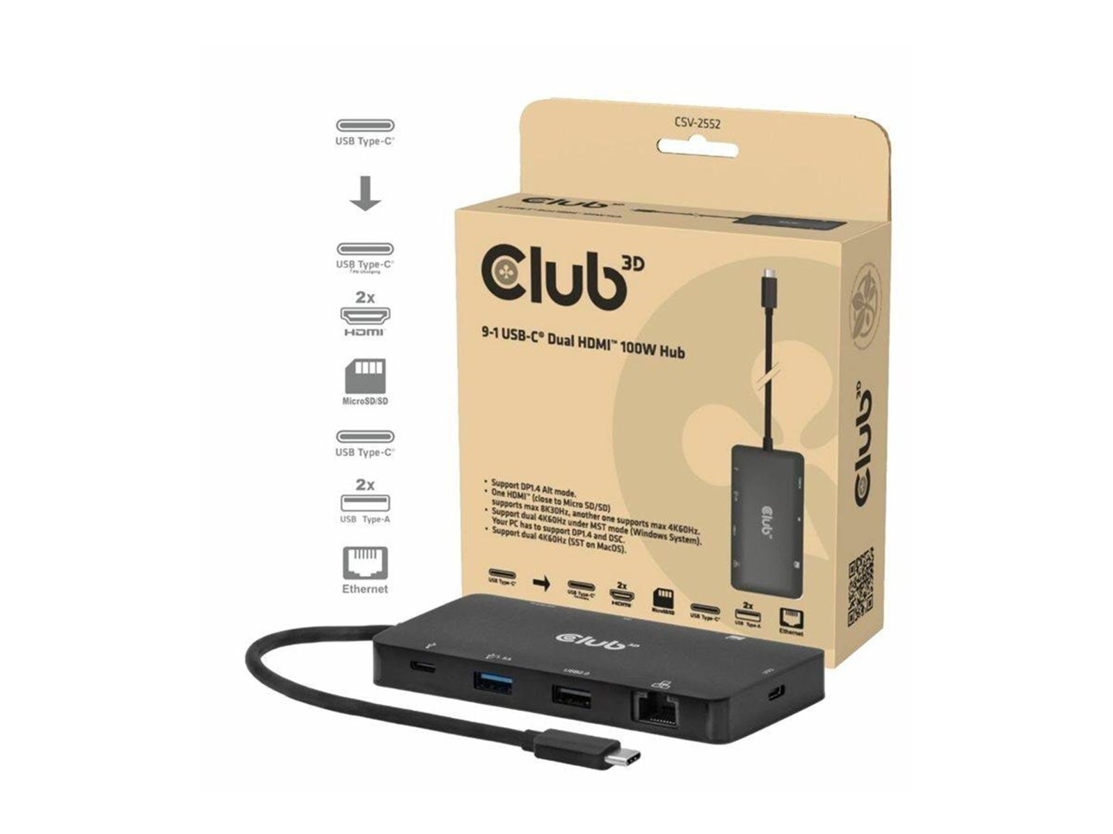Club 3D - docking station - USB-C - HDMI - 1GbE | Billig