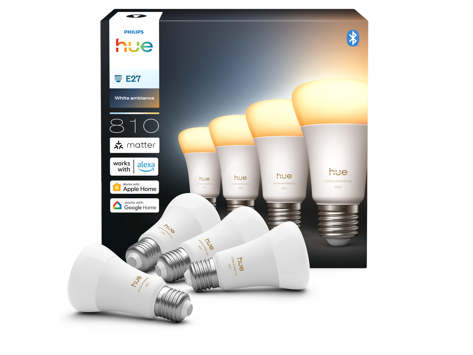 Philips Hue A60 - E27 pære - 810 - 4-pak | Billig