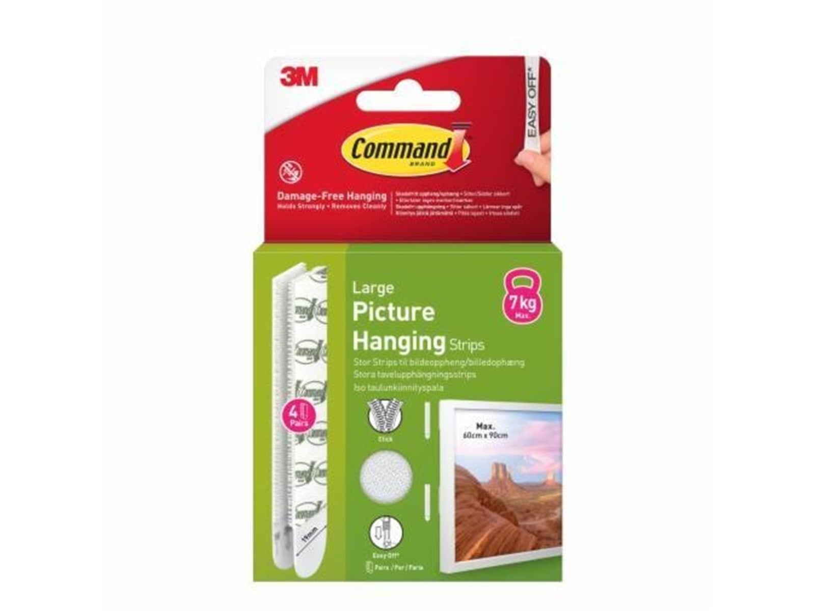 3M Command Strips White Large 4 Sets 17206WHI-4 | På lager | Billig
