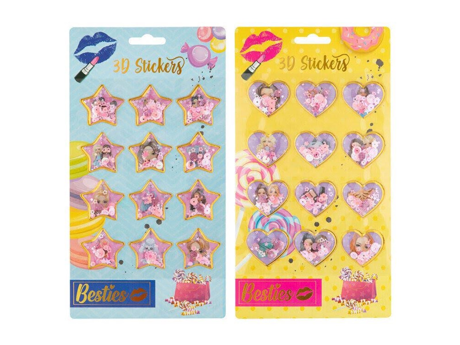 Creative Craft Group BESTIES Stickers 3D med glitter 12 stk. | Billig