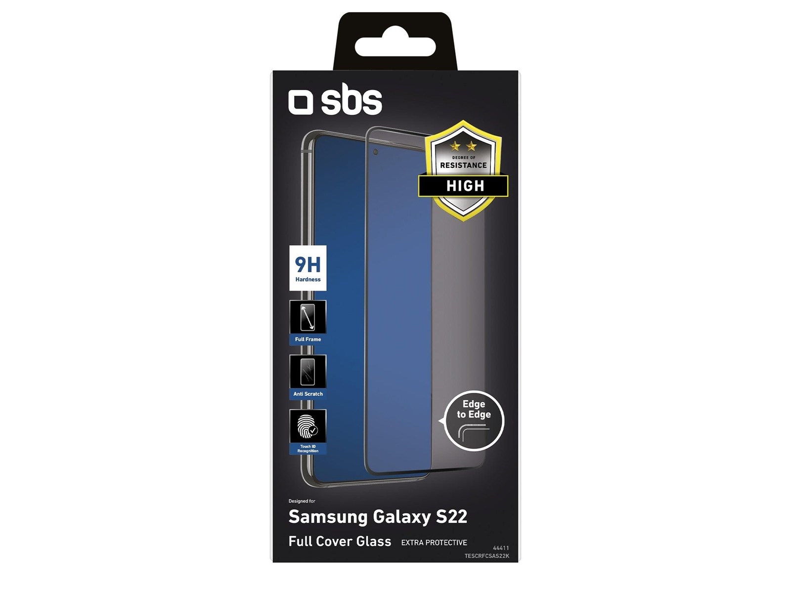 SBS Full Cover Glass Screen Protector for Samsung Galaxy S22 Black edges