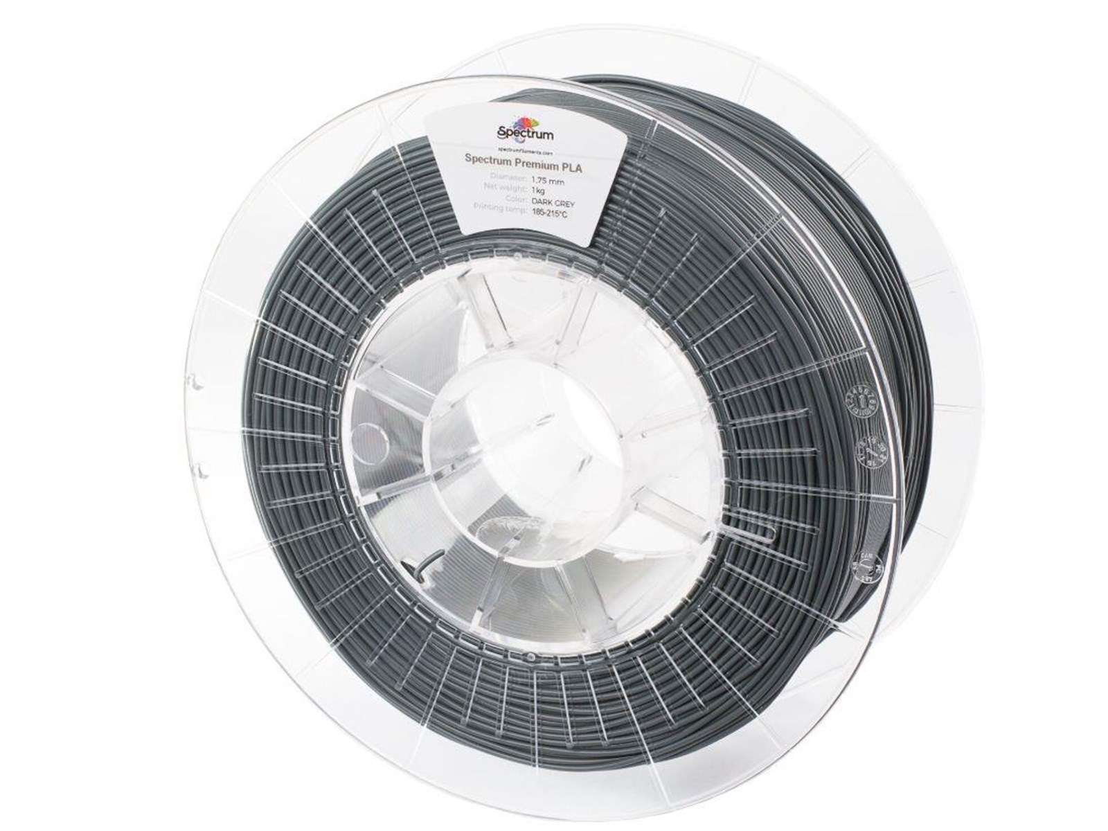 Spectrum 3D Filament / PLA Premium / ⌀ 1.75 mm / Dark Grey / Grey / 1 kg
