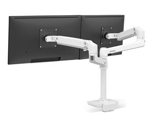 Ergotron LX Dual Stacking Arm (white) with Low-Profile Top-Mount Clamp