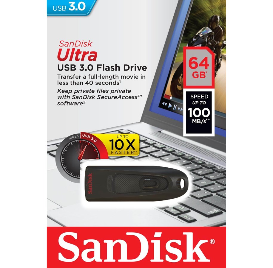 SANDISK Ultra - 64GB - USB Stick | På lager | Billig