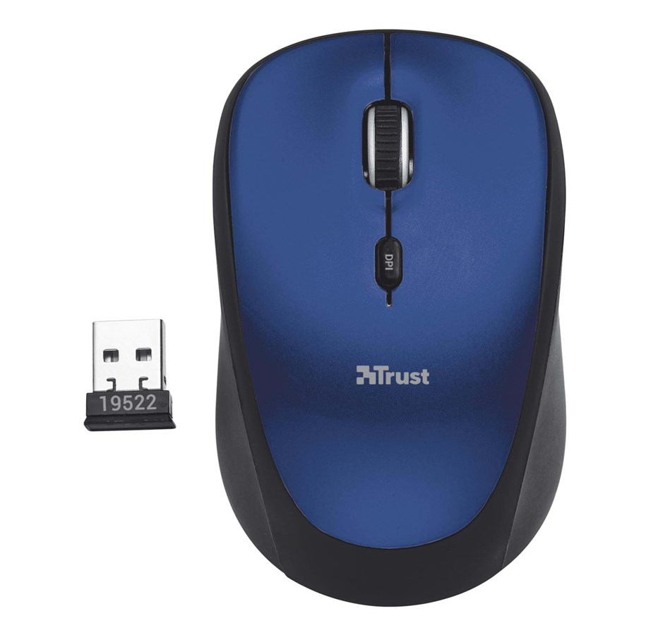 Trust Yvi Wireless Mini Mouse - Blue - Mus - Optisk - Blå | Billig