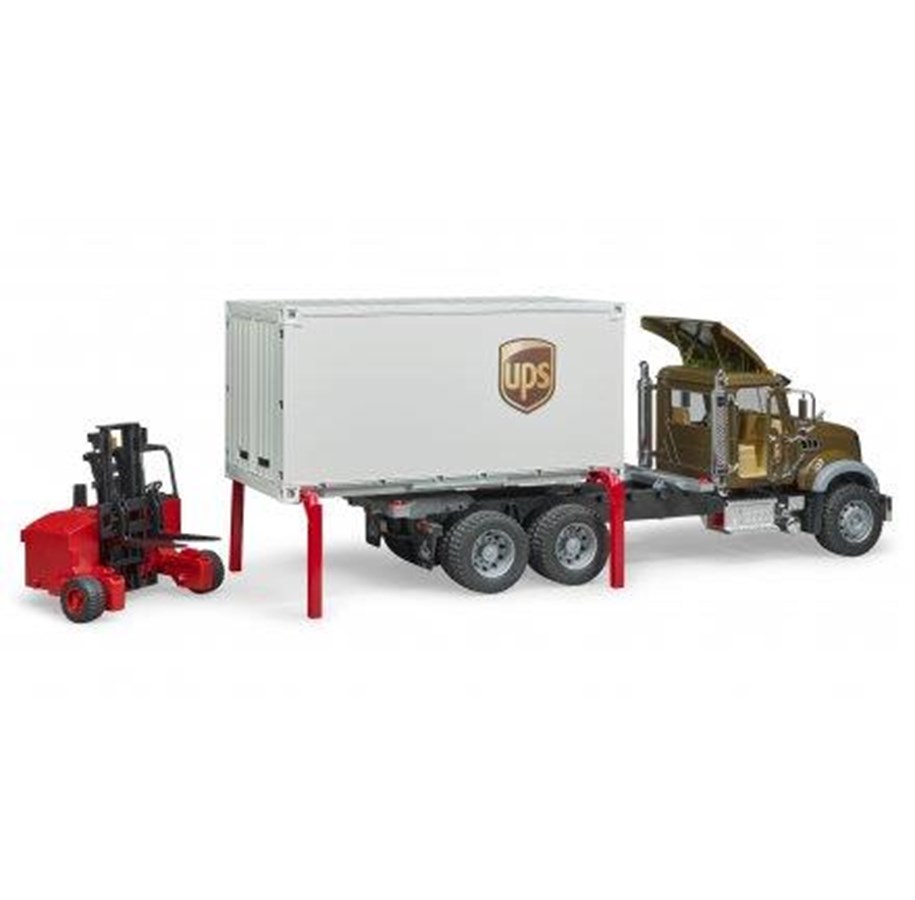 Bruder MACK Granite UPS logistics truck with forklift | Billig