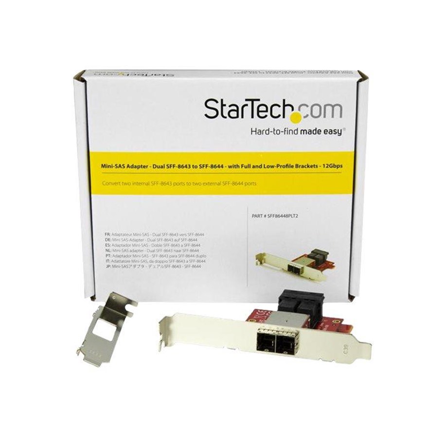 StarTech.com Mini-SAS Adapter - Dual SFF-8643 to SFF-8644 - 12Gbps ...