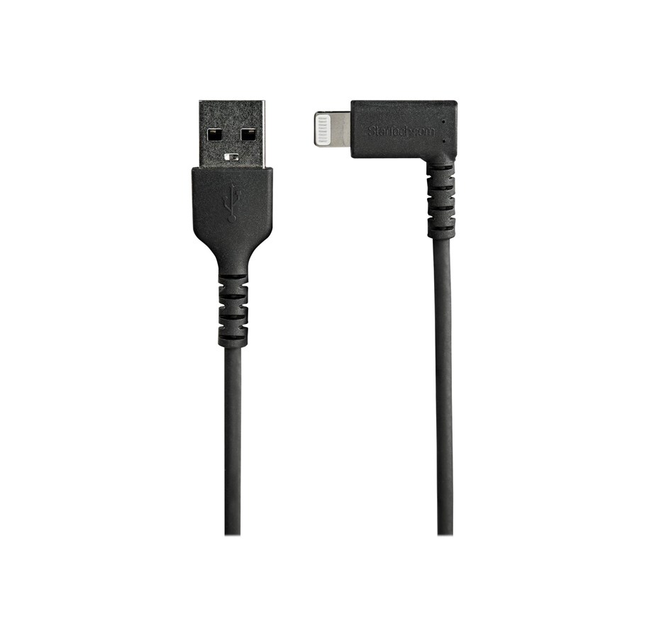 StarTech.com 2m 6.6ft Angled Lightning to USB Cable - MFI Certified ...