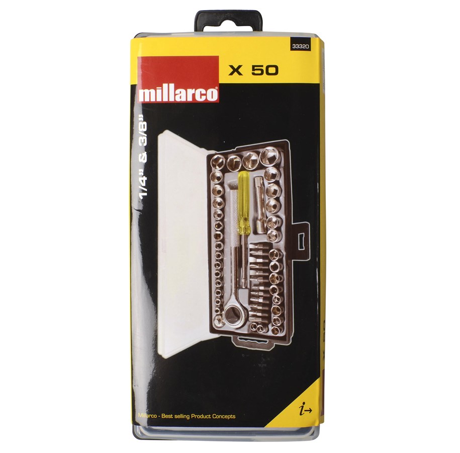 Millarco Topnøglesæt 1/4" og 3/8" - 50 dele | På lager | Billig