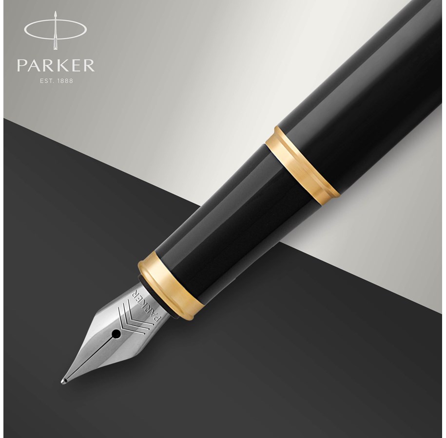 Parker IM fyldepen | sort lak med detaljer i guld | fin spids med ...