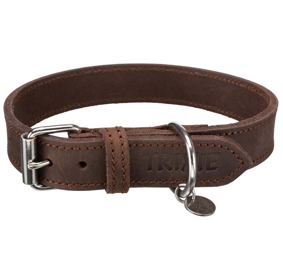 Trixie Rustic fat leather collar M–L: 42–48 cm/25 mm dark brown