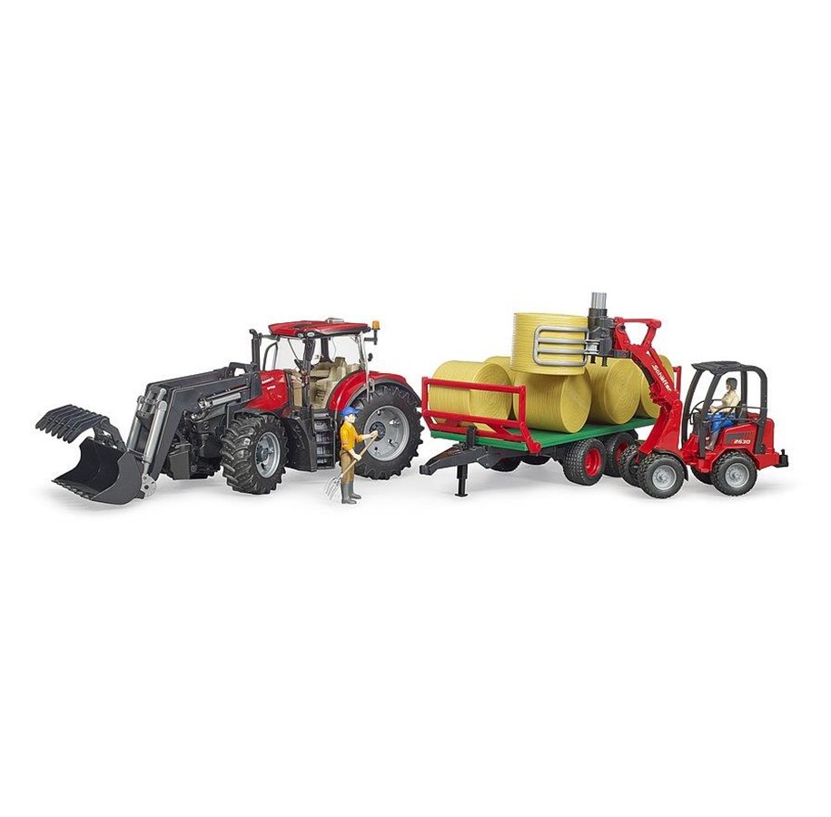 Bruder Case IH Optum 300 CVX with frontloader with bale transport ...