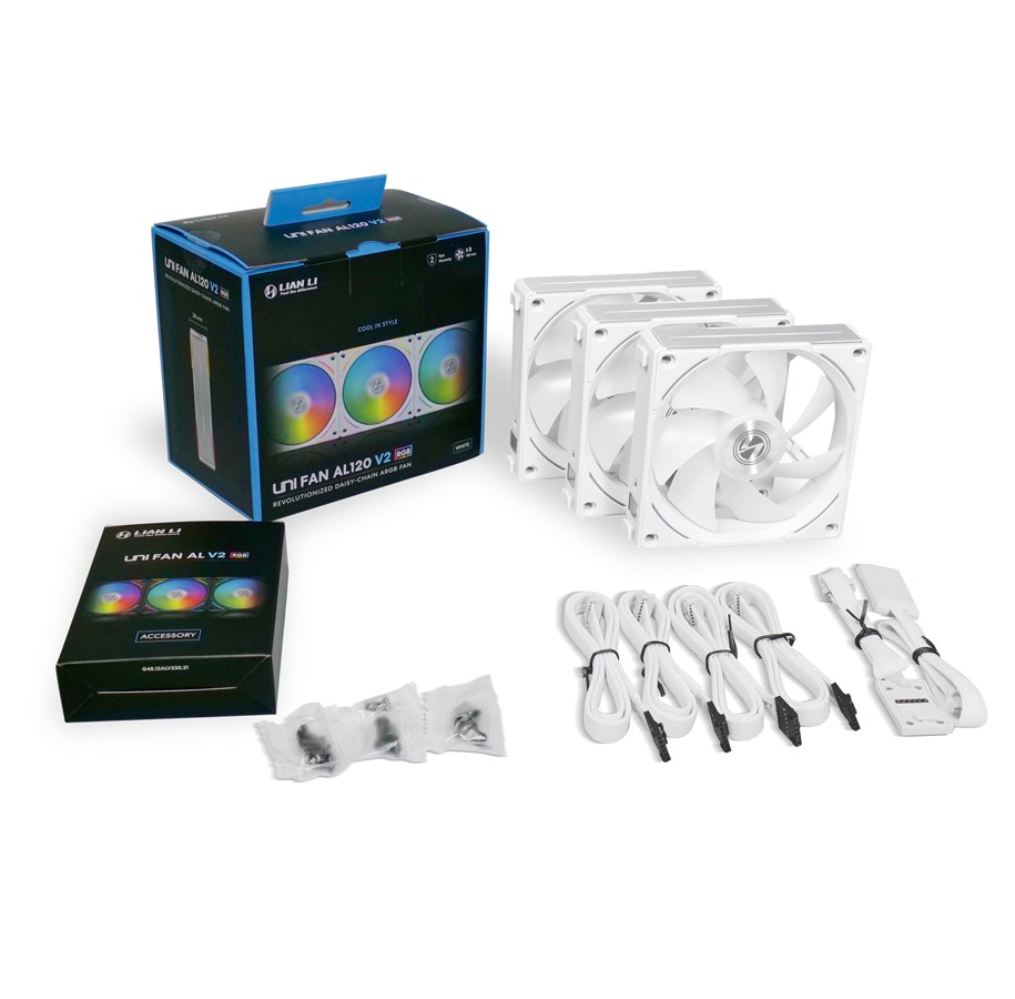Lian Li UNI FAN AL120 V2 (3-pack) - Kabinet køler - 120mm - Hvid med ...