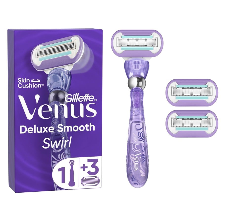 Gillette-Venus Deluxe Smooth Swirl Handle + 3 blades | På lager