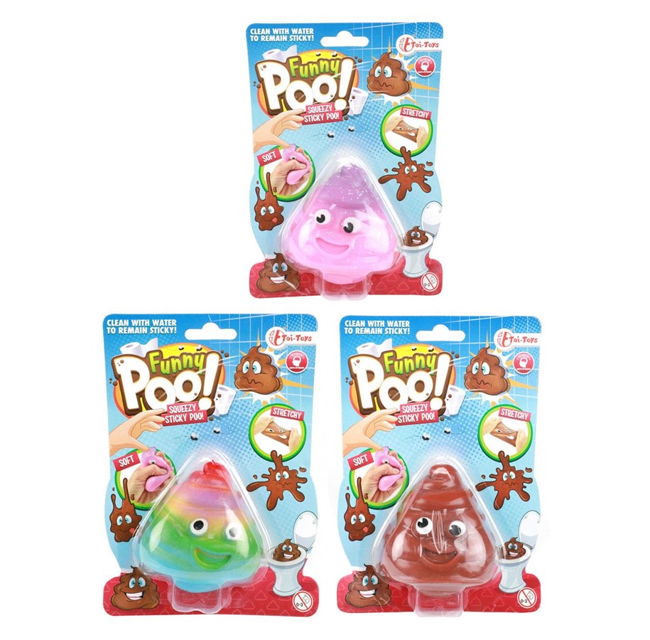 Toi-Toys Funny Poo Sticky Stretchy Smiling Turd (Assorted) | På lager