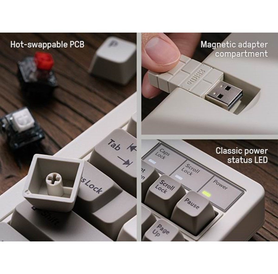 8BitDo Retro Mechanical Keyboard - M Edition - Engelsk - UK - Hvid
