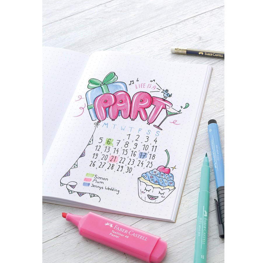 Faber-Castell Bullet journaling startsæt, 9 dele: 6 Pitt Artist Pens, 1 ...
